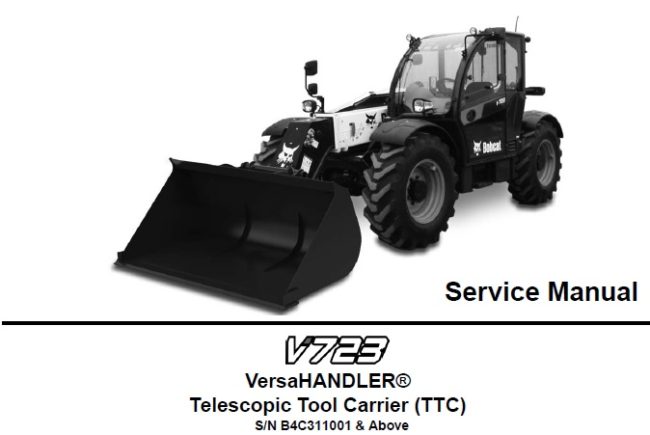 Bobcat V723 VersaHANDLER Telescopic Tool Carrier (TTC) Service Manual ...