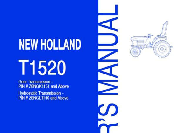 New Holland T1520 Tractor Operator Manual (87473223)
