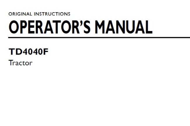 New Holland TD4040F Tractor Operator Manual
