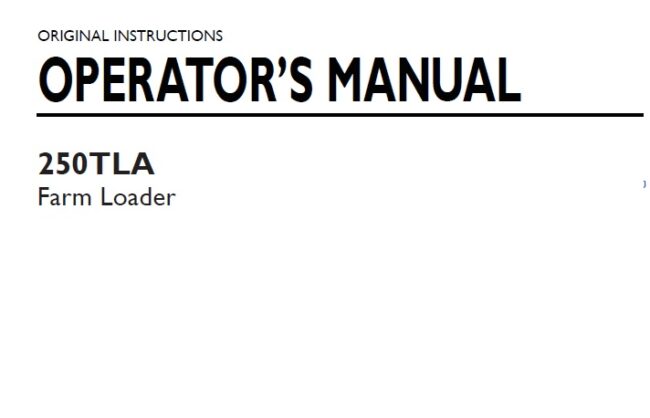 New Holland 250TLA Farm Loader Operator Manual