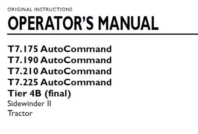 New Holland T7.175 , T7.190 , T7.210 , T7.225 Tier 4B (final ...